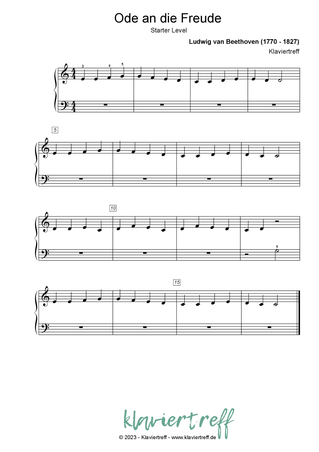 Ode an die Freude Klavier - Noten für Anfänger - Klaviertreff